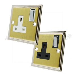 Slimline Satin Brass Face/Polished Chrome Edge 13 Amp Single Wall ...