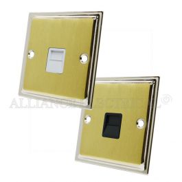 Slimline Satin Brass Face/Polished Chrome Edge Telephone Socket Master ...