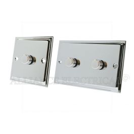 Polished Chrome Slimline Dimmer 1000W -10 Amp 1 Gang 2G 2 Way