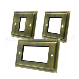 Victorian Antique Brass Data Grid Outlet Face Plate 1 Gang 2G 4G With Frame